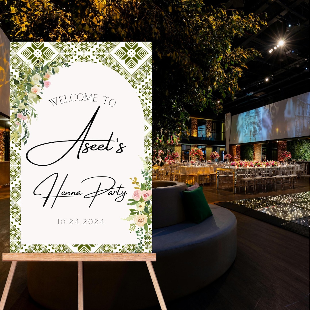 Editable Palestinian Henna Sign, Tatreez Print, Henna Party, Katib ...