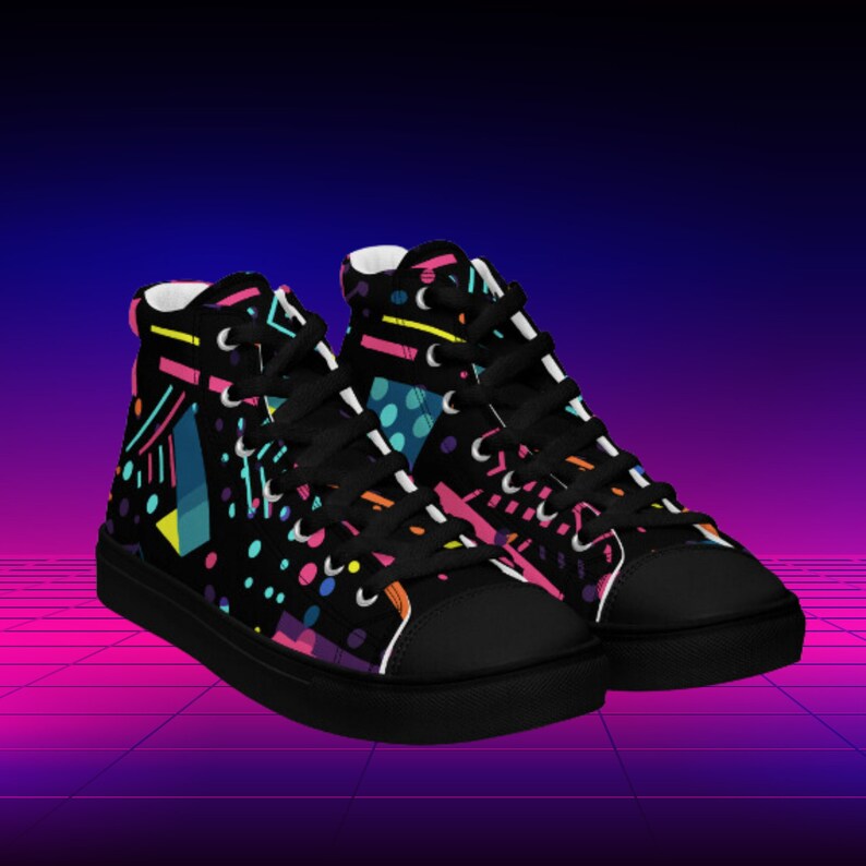 Retro 80s High Top Canvas Sneakers Women's Rave Footwear, Retro Party ...