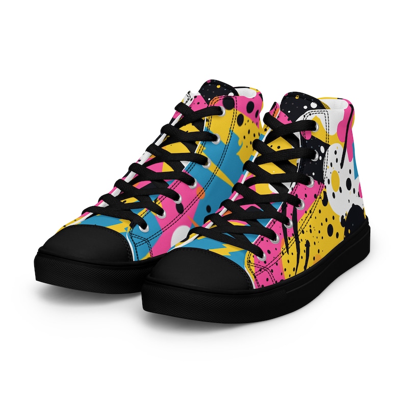 Retro 80s Hightops Neon Womens Sneakers High Top Canvas Sneaker ...