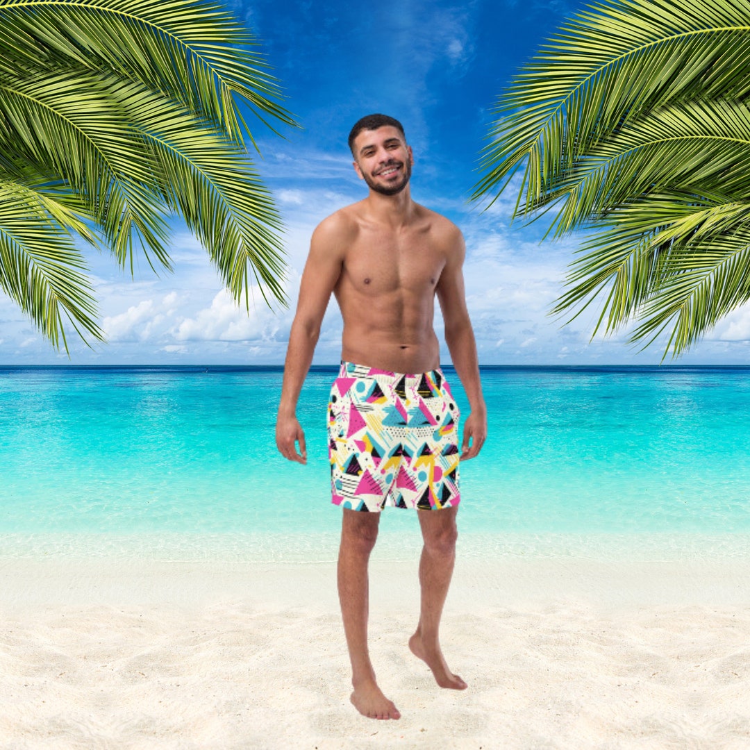 Miami Vice Men's Swim Trunks, 1980s Inspired Swim Suit for Him, Mens ...