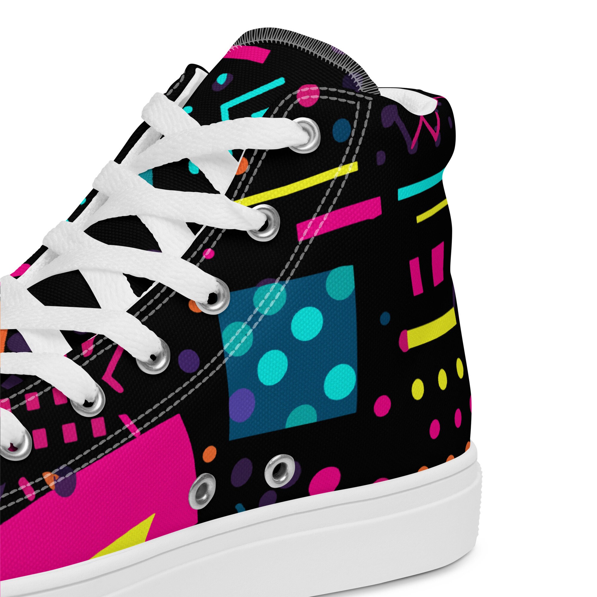 Retro 80s High Top Canvas Sneakers Women's Rave Footwear, Retro Party ...