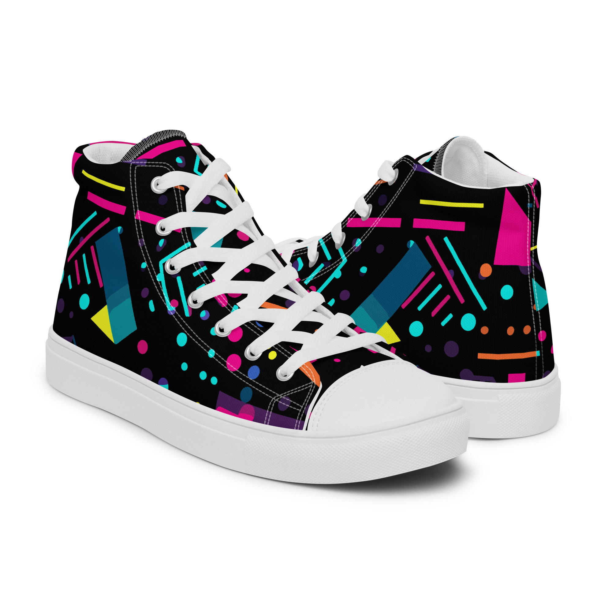 Retro 80s High Top Canvas Sneakers Women's Rave Footwear, Retro Party ...