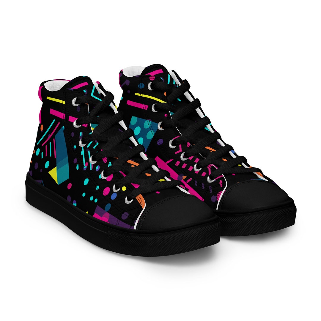 Retro 80s High Top Canvas Sneakers Women's Stylish Footwear With ...