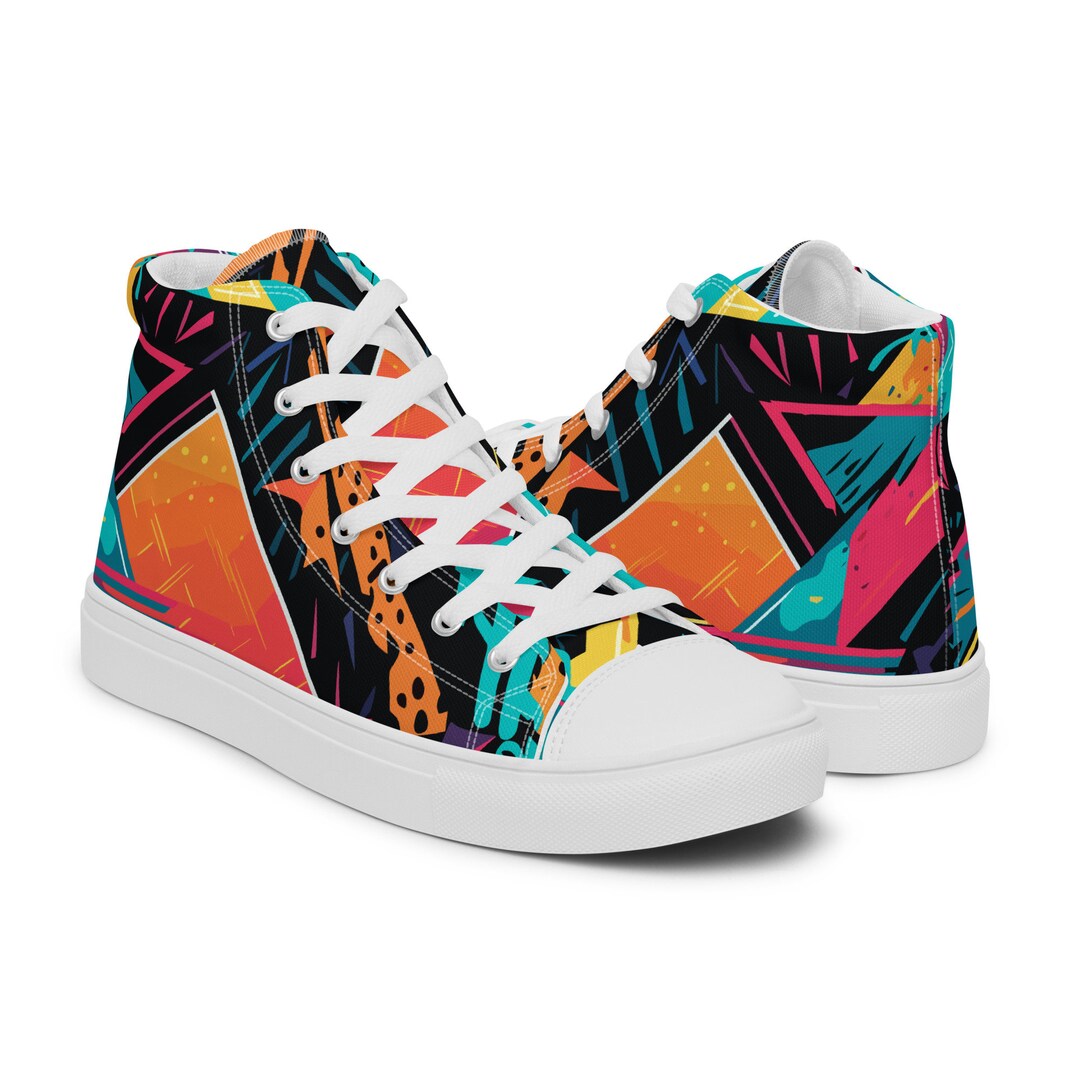 80s Trapper Keeper Design High Top Canvas Sneakers for Men Retro Style ...