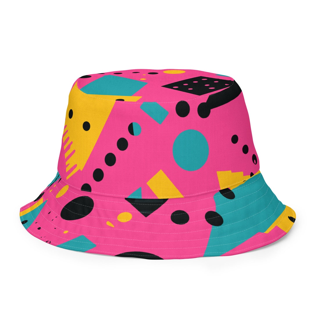 MTV 80s Neon Colors Bucket Hat Retro Style Headwear for Summer Unique ...