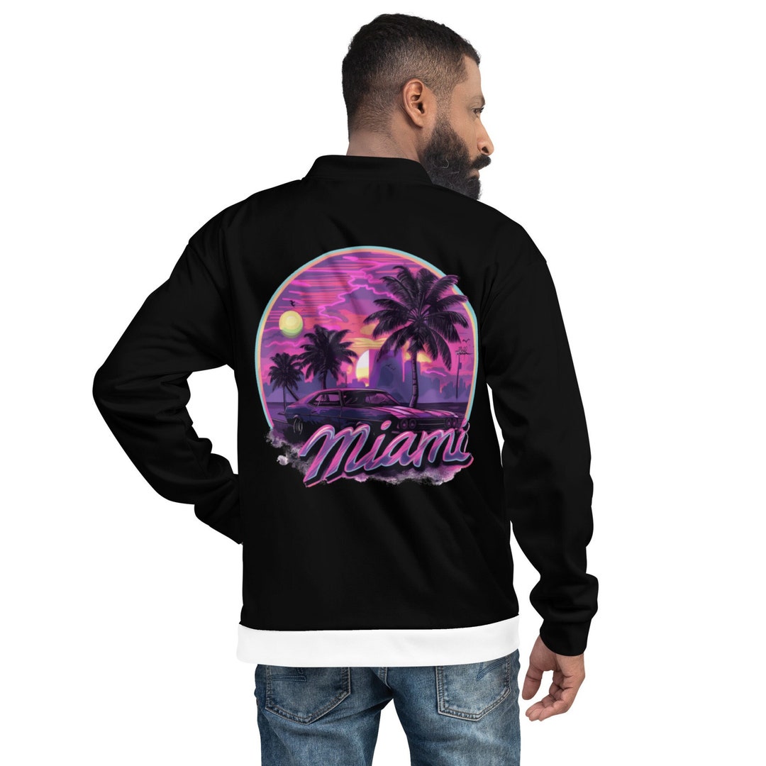 Miami Vice Bomber Jacket Black Jackets for Him, Spring Fashion, Mens ...