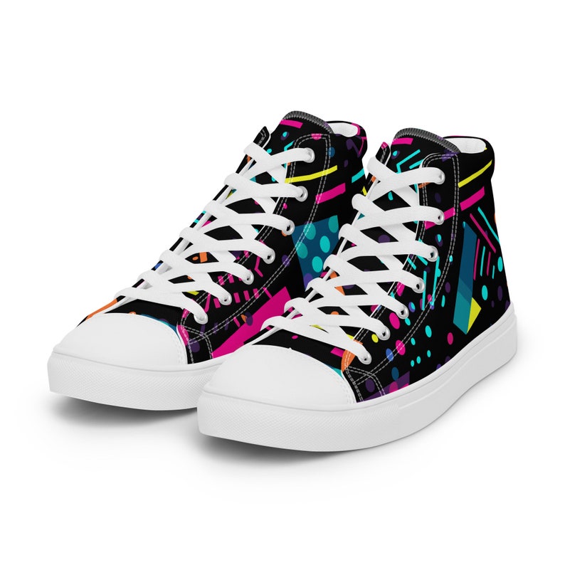 Retro 80s High Top Canvas Sneakers Women's Rave Footwear, Retro Party ...