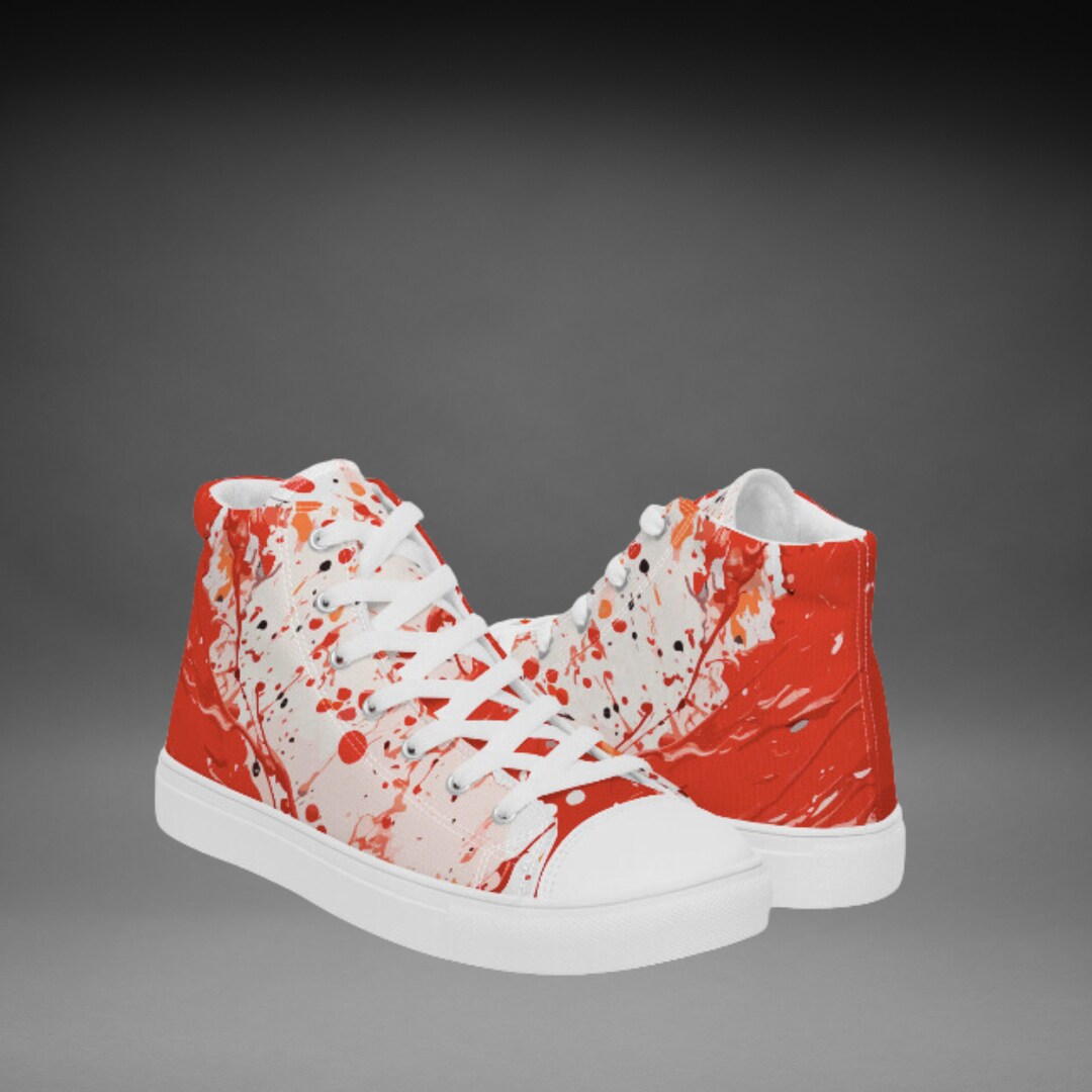Men's High Top Canvas Sneakers Jackson Pollock Sneakers for Him Red ...
