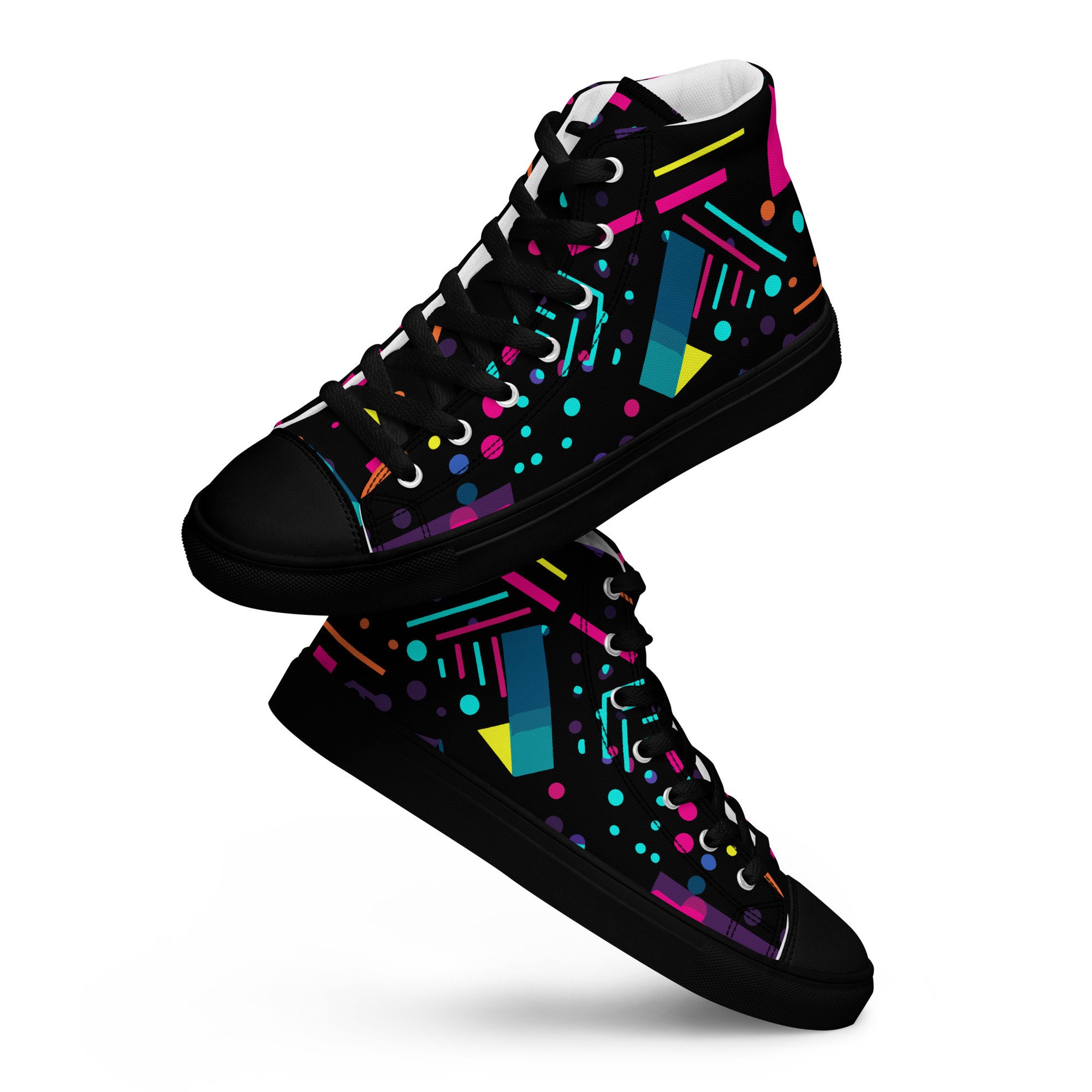 Retro 80s High Top Canvas Sneakers Women's Rave Footwear, Retro Party ...