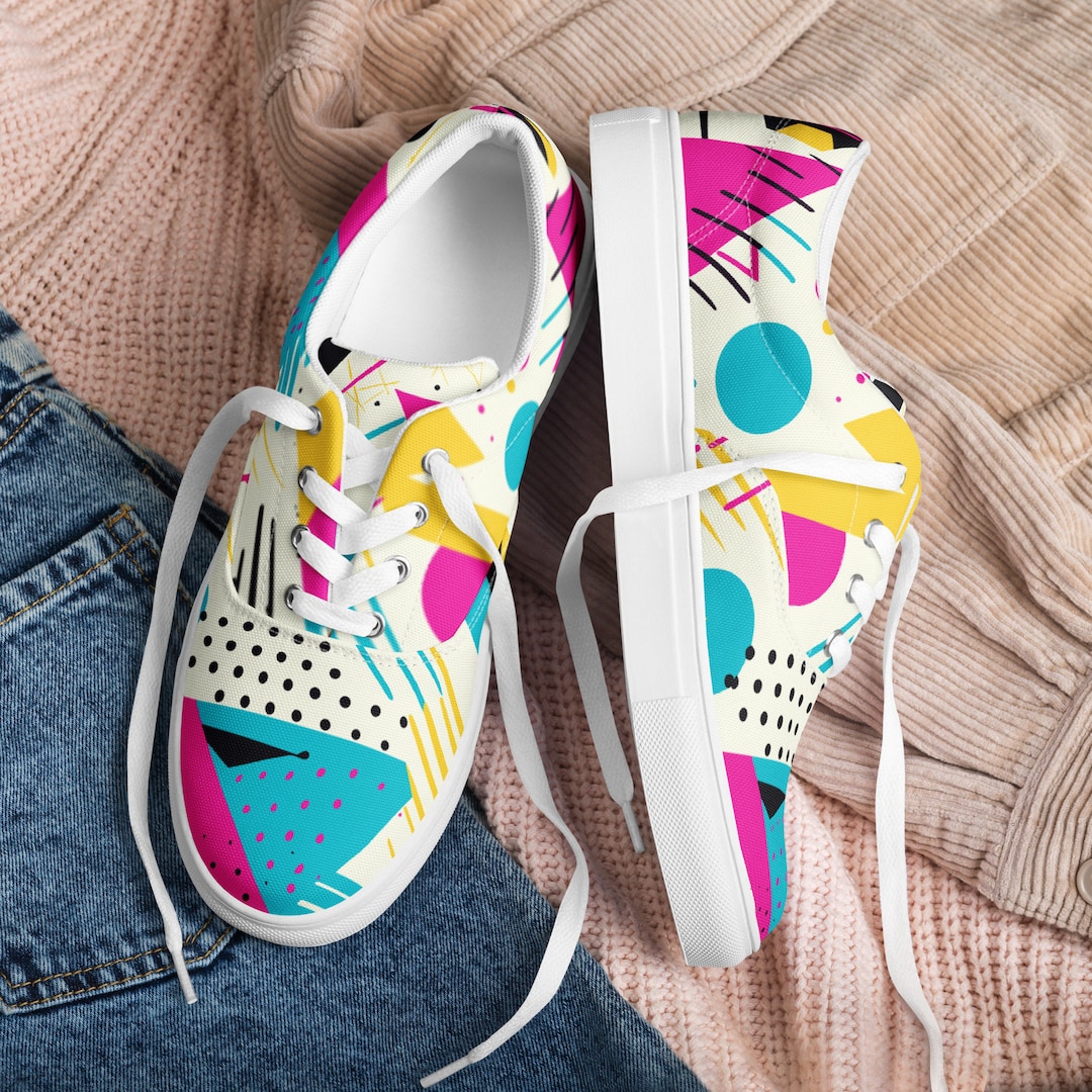 Miami Vice Men's Sneakers 80s Retro Lace up Shoes, Mens Lowtops, 90s ...