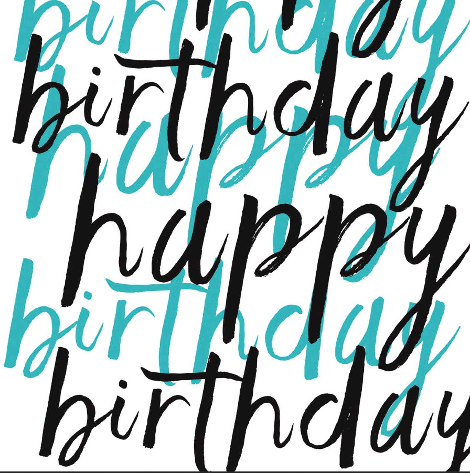 Happy Birthday Typographic Birthday Fun Teal and Black | Etsy
