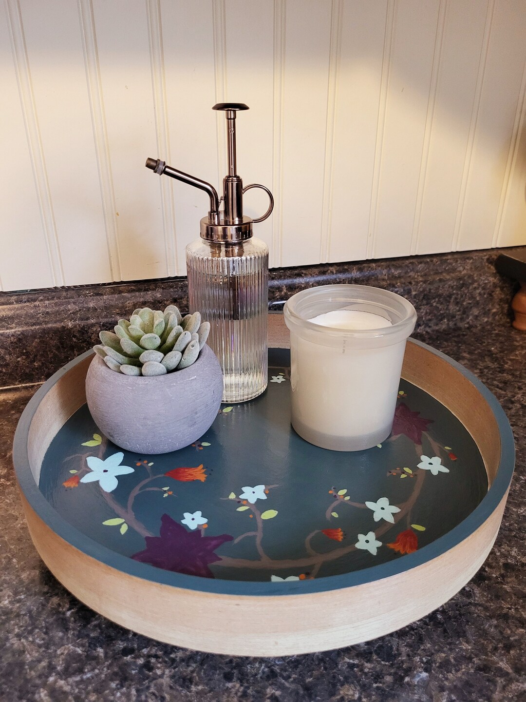 Decorative Tray, Hand Painted Tray, Flower Tray, Display Tray, Elevated ...