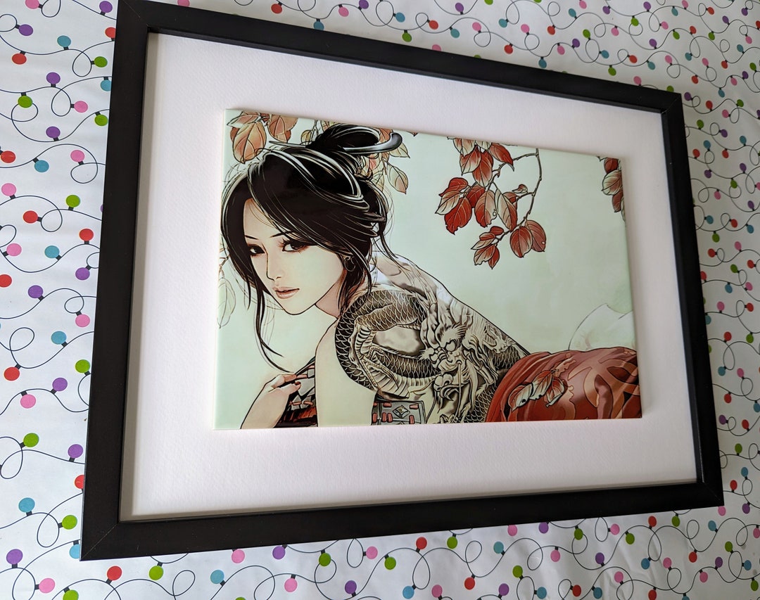 Dragon Tattoo Ceramic Wall Art Tile, 8" by 12" Glossy Finish, With or ...