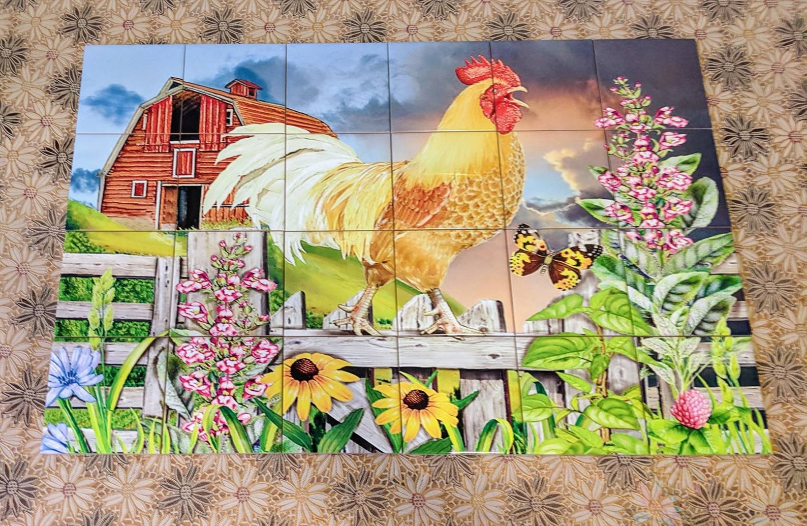 Roosters Ceramic Tile Mural. - Etsy