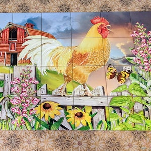 Roosters Ceramic Tile Mural. - Etsy