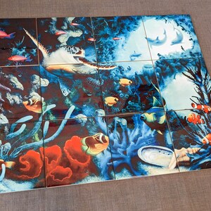 Coral Reef Sea Turtle Ceramic Tile Mural Backsplash. - Etsy