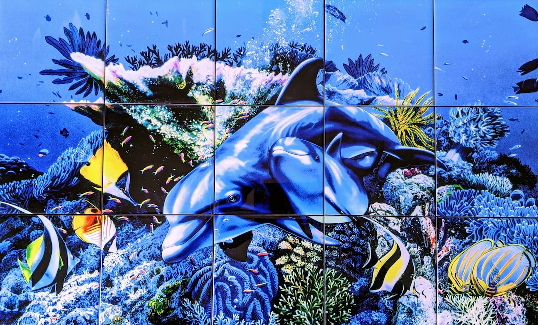 Dolphins Ceramic Tile Mural. - Etsy UK