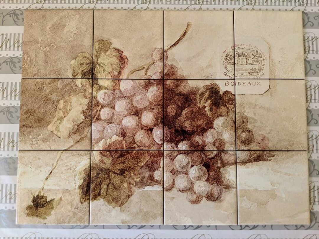 Grapes Ceramic Tile Mural Backsplash. - Etsy