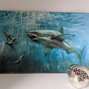 Shark Ceramic Wall Art Tile, 8" by 12" Glossy Finish, With or Without ...