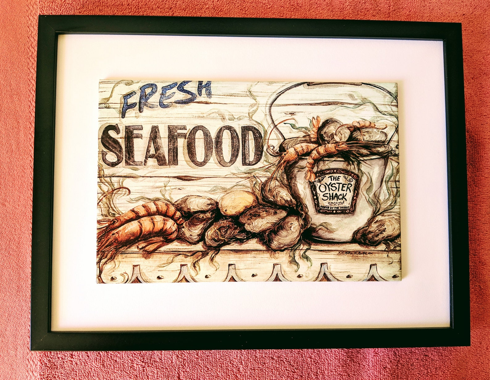 Seafood Ceramic Wall Art Tile, 8" by 12" Glossy Finish, With or Without ...