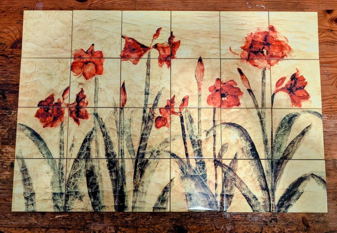 Poppy Ceramic Tile Mural Backsplash. - Etsy