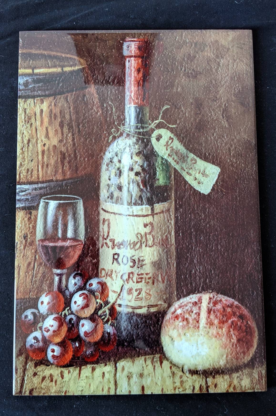 Wine Ceramic Wall Art Tile, 8" by 12" Glossy Finish, With or Without A ...
