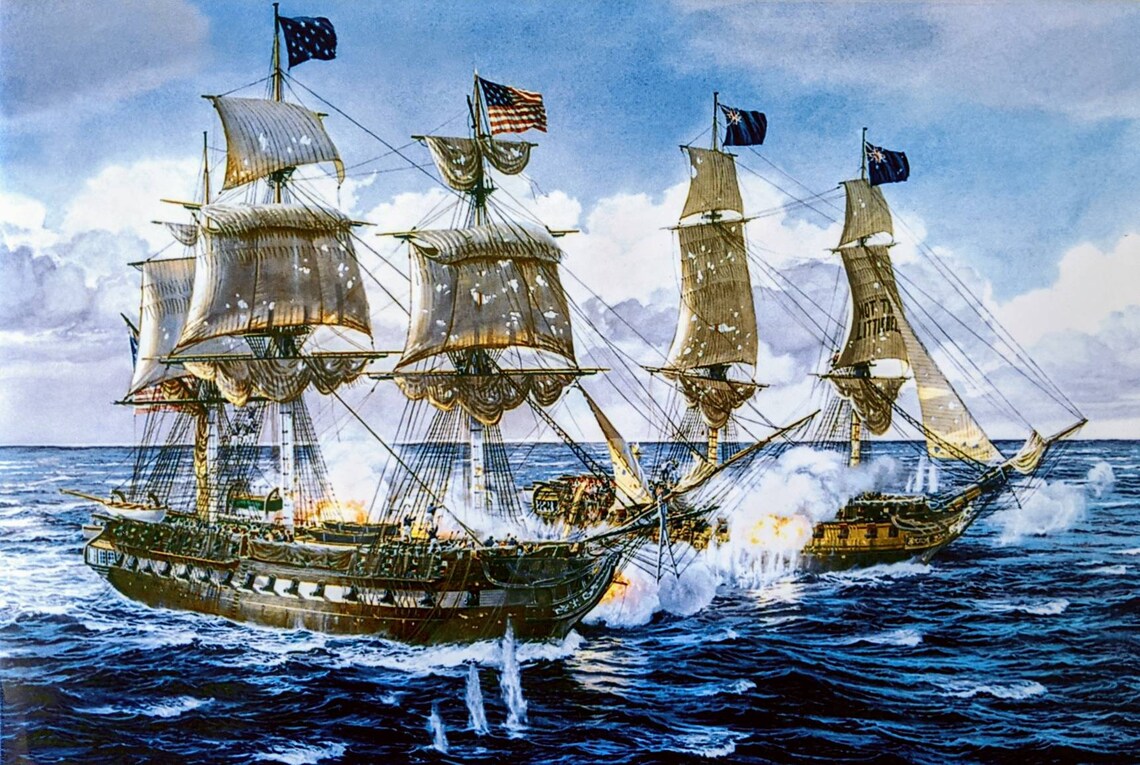 Naval Battle Ceramic Wall Art Tile 8 by 12 Glossy | Etsy