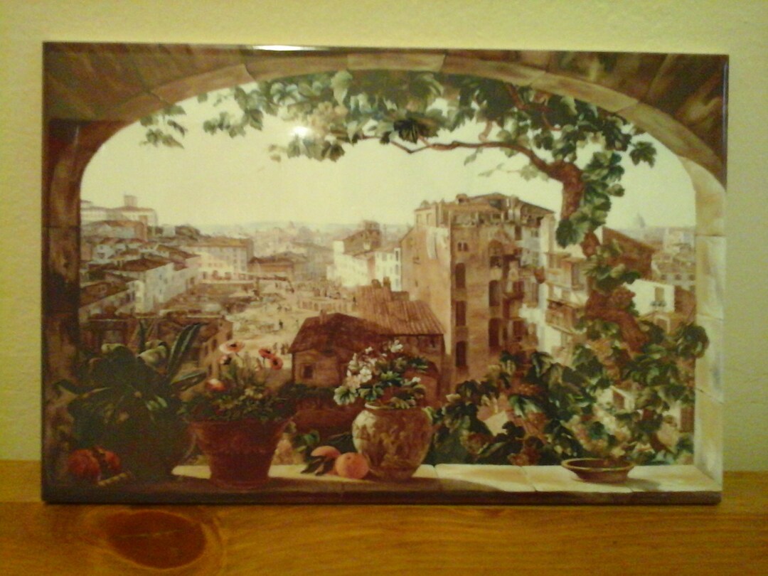 Italy Window View Ceramic Wall Art Tile, 8" by 12" Glossy Finish, With ...