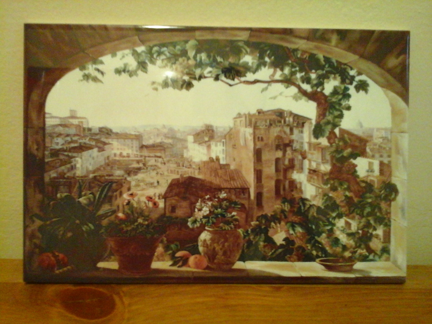 Italy Window View Ceramic Wall Art Tile, 8" by 12" Glossy Finish, With ...