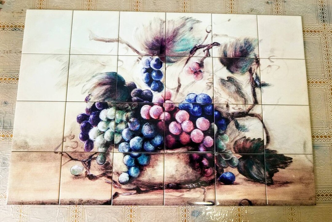 Grapes Ceramic Tile Mural Backsplash. - Etsy