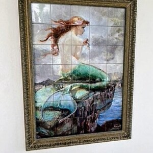Ceramic Tile Mural of a Mermaid. - Etsy UK