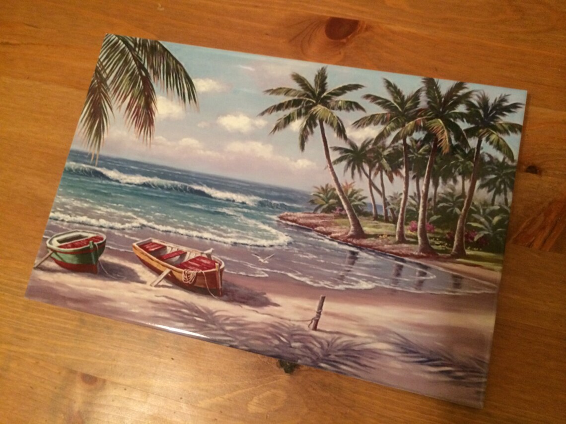 Jamaica Ceramic Wall Art Tile 8 by 12 Glossy | Etsy