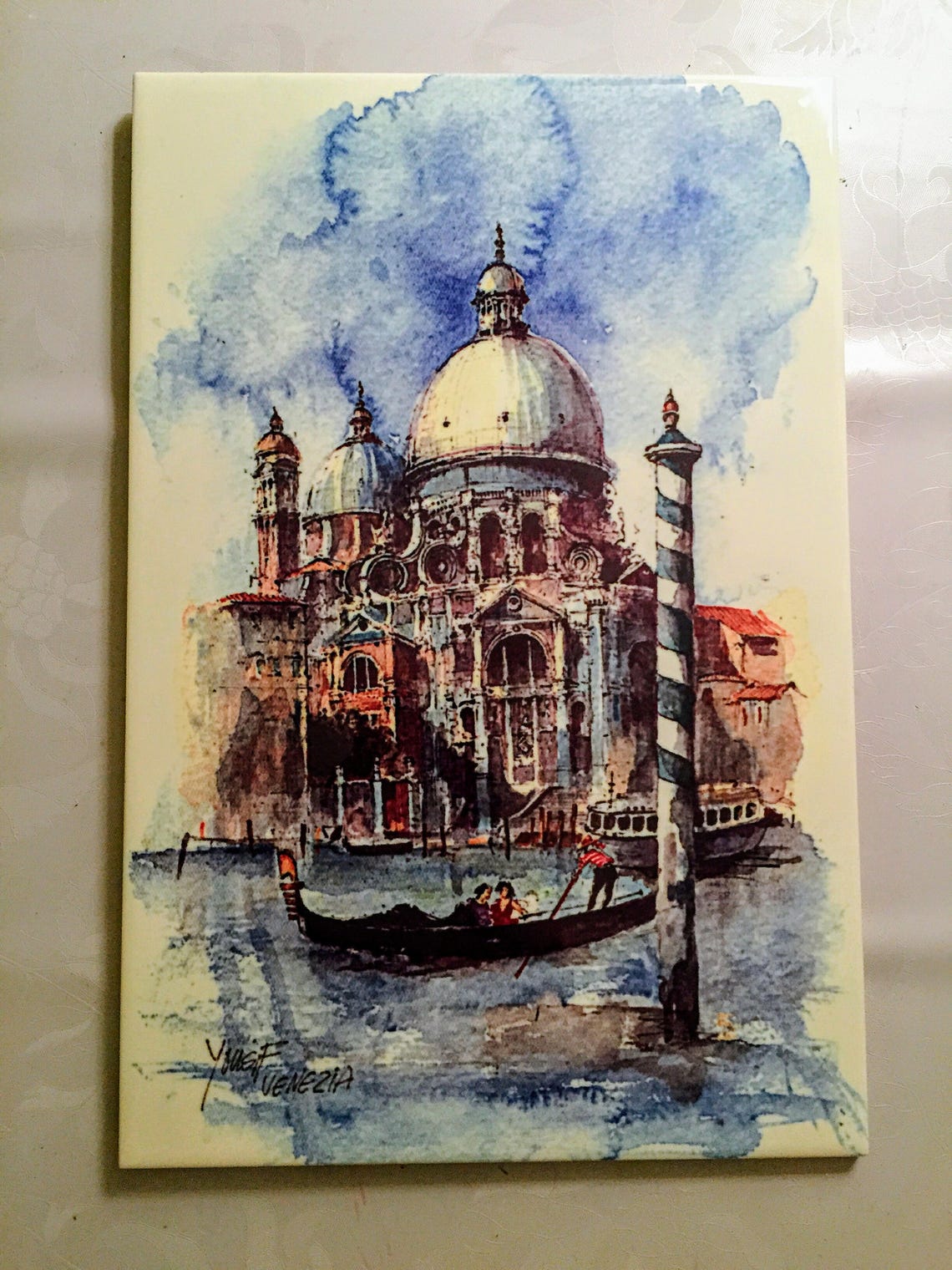 Venice Ceramic Wall Art Tile, 8" by 12" Glossy Finish, With or Without ...