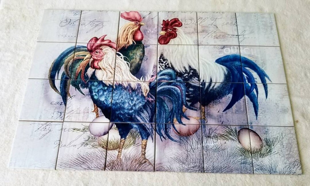 Roosters Ceramic Tile Mural. - Etsy