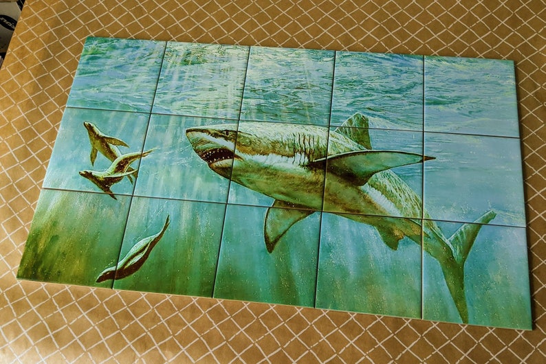 Great White Shark Tile Mural. | Etsy