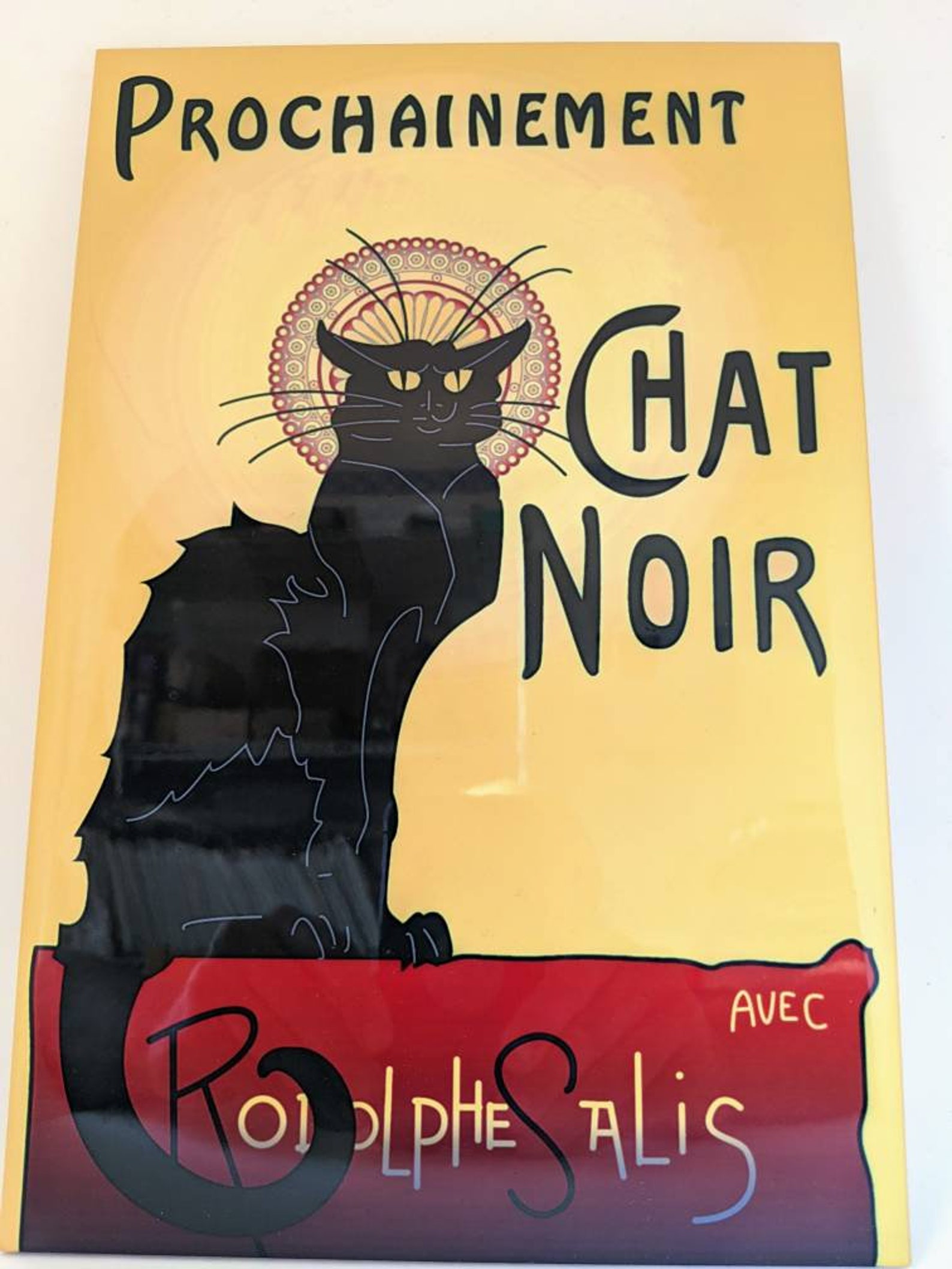 Chat Noir Ceramic Wall Art Tile, 8" by 12" Glossy Finish, With or ...