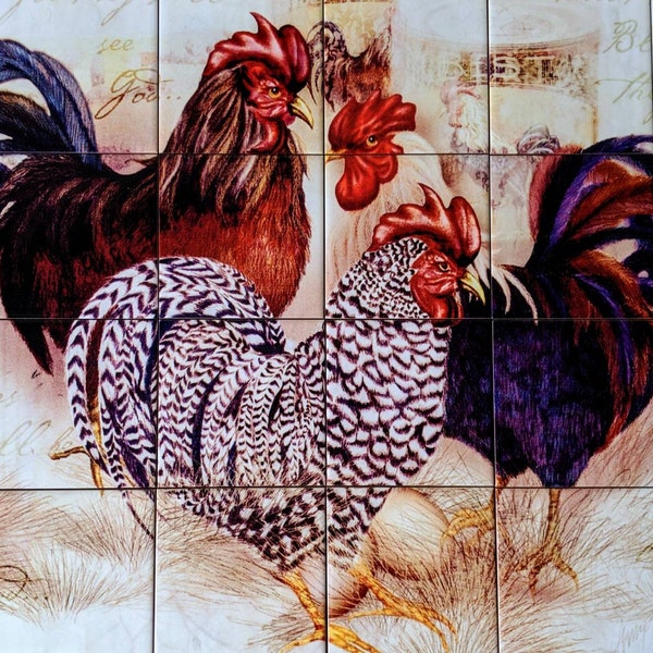 Rooster Tile Mural - Etsy