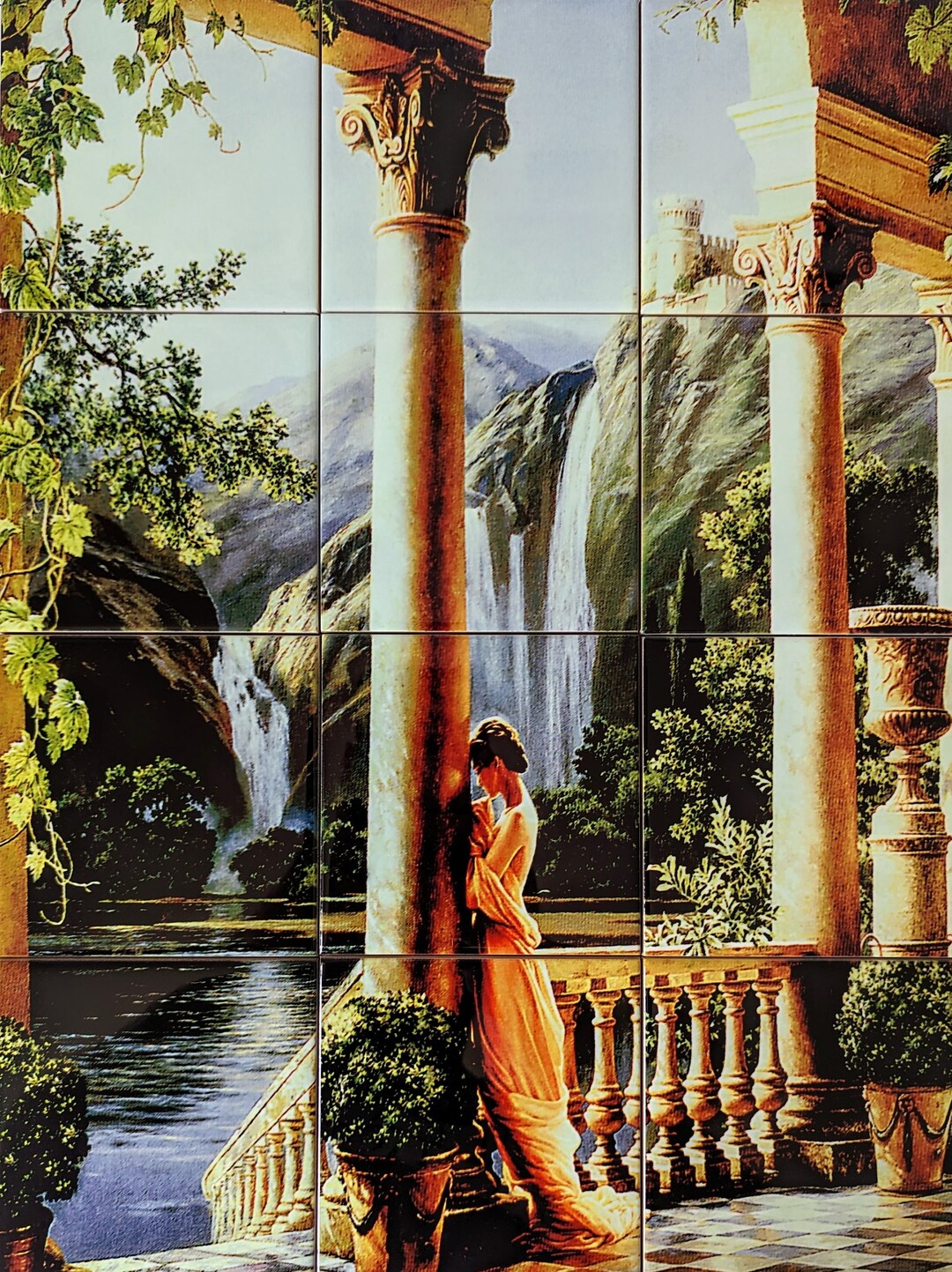 Mykonos Grease Waterfall Ceramic Tile Mural Backsplash. - Etsy