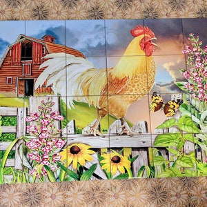 Roosters Ceramic Tile Mural. - Etsy