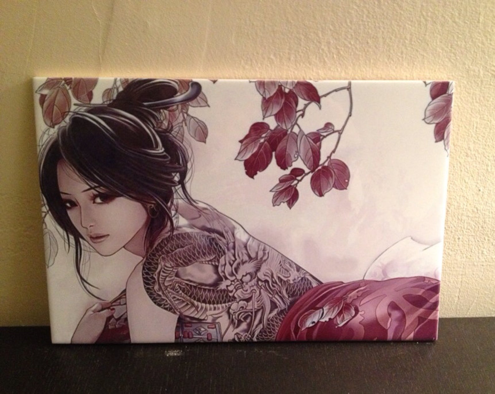 Dragon Tattoo Ceramic Wall Art Tile 8 by 12 - Etsy