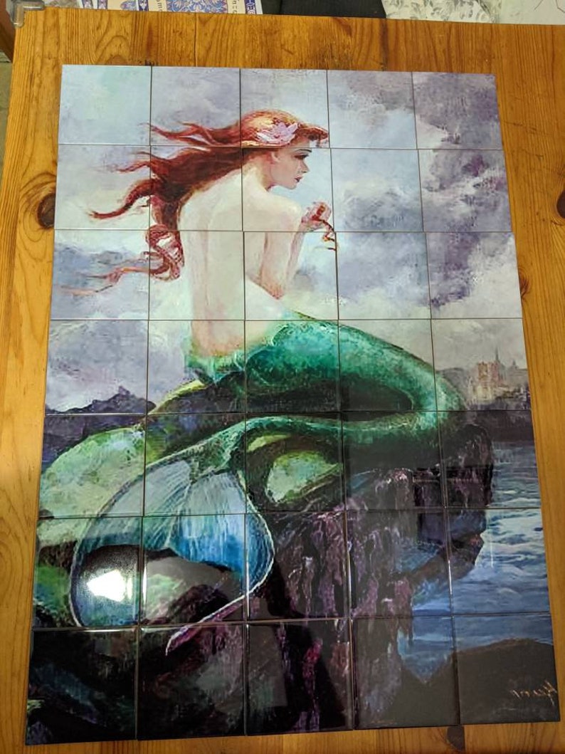Ceramic Tile Mural of a Mermaid. - Etsy UK
