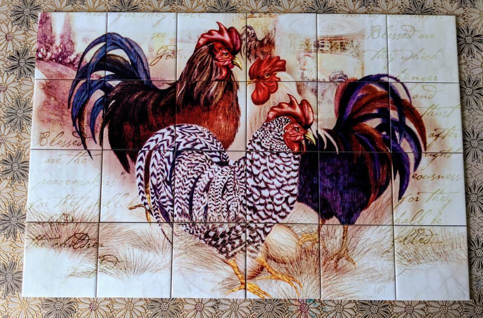 Roosters Chickens Ceramic Tile Mural. - Etsy