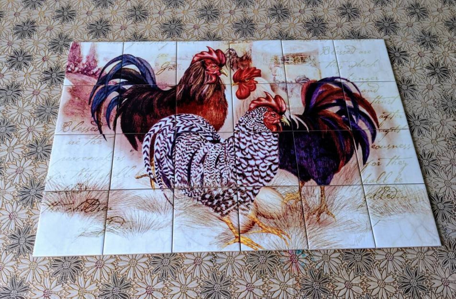 Roosters Chickens Ceramic Tile Mural. | Etsy
