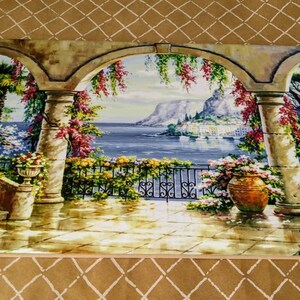 Capri Island Ceramic Wall Art Tile, 8" by 12" Glossy Finish, With or ...
