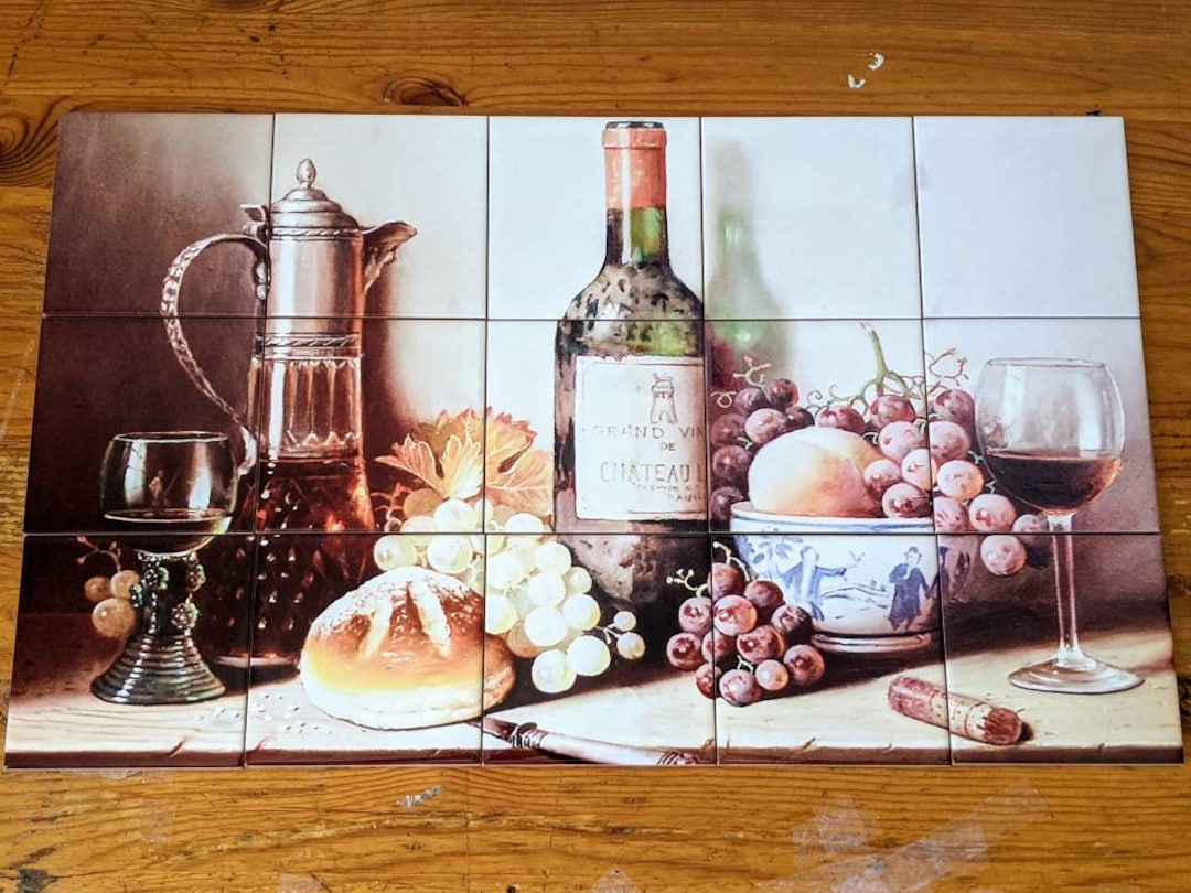 Wine Grapes Ceramic Tile Backsplash Mural. - Etsy