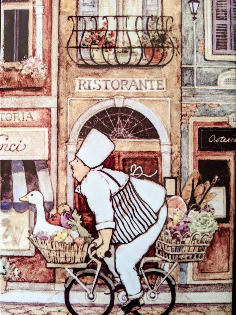 Chef and a Goose Ceramic Wall Art Tile 8 by 12 - Etsy