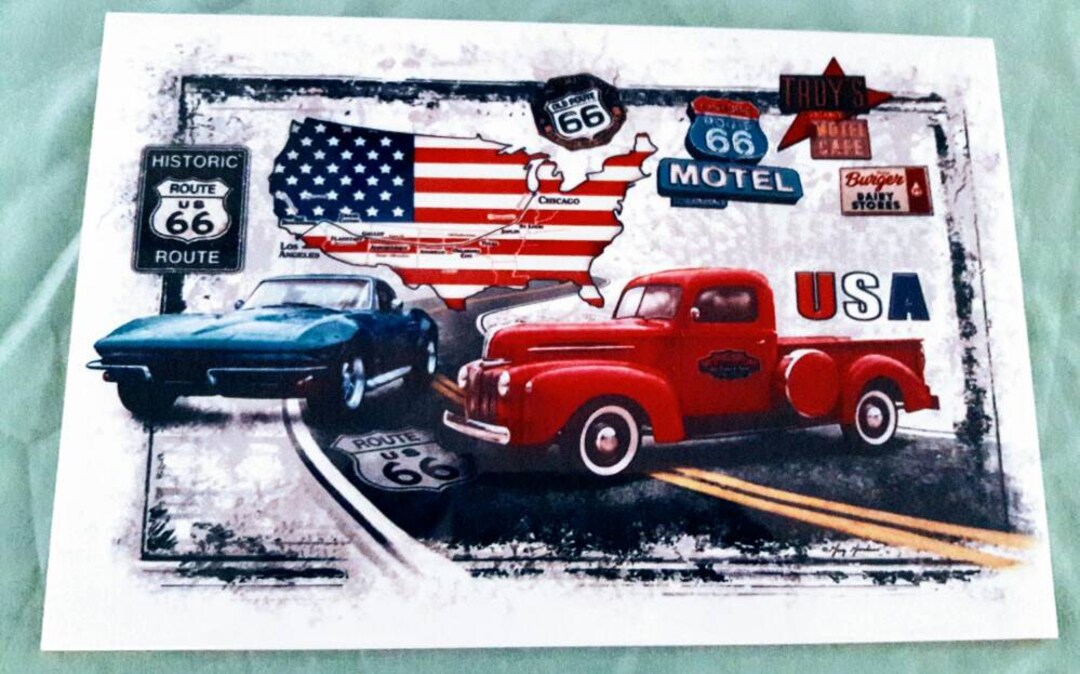 Route 66 Ceramic Wall Art Tile, 8" by 12" Glossy Finish, With or ...