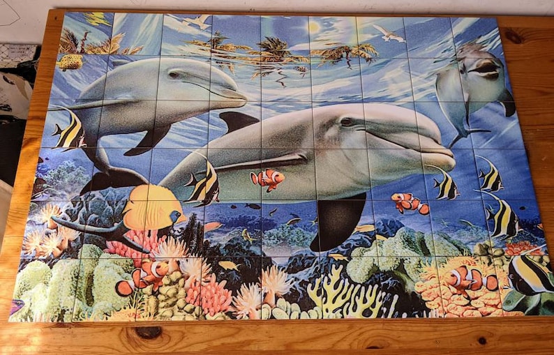 Dolphins Ceramic Tile Mural. - Etsy