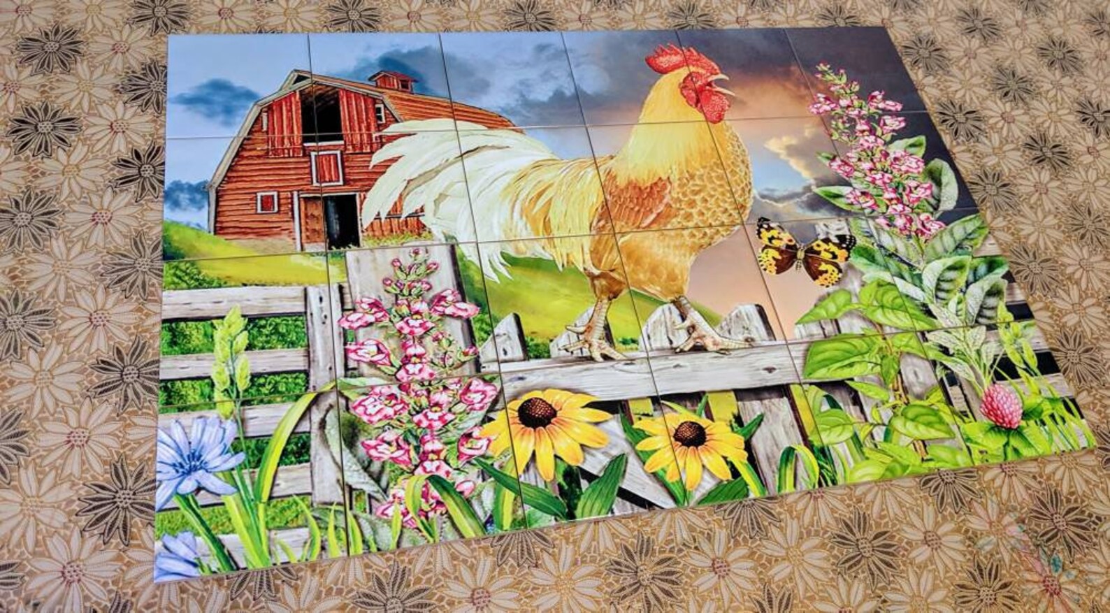 Roosters Ceramic Tile Mural. - Etsy