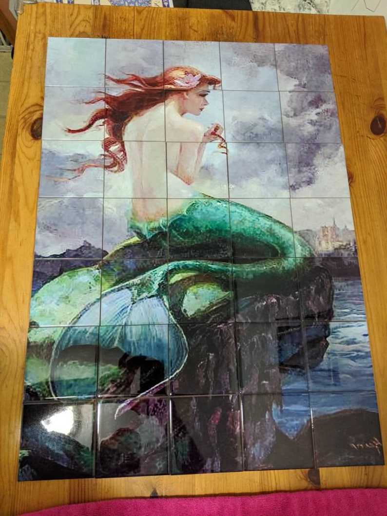 Ceramic Tile Mural of a Mermaid. - Etsy UK